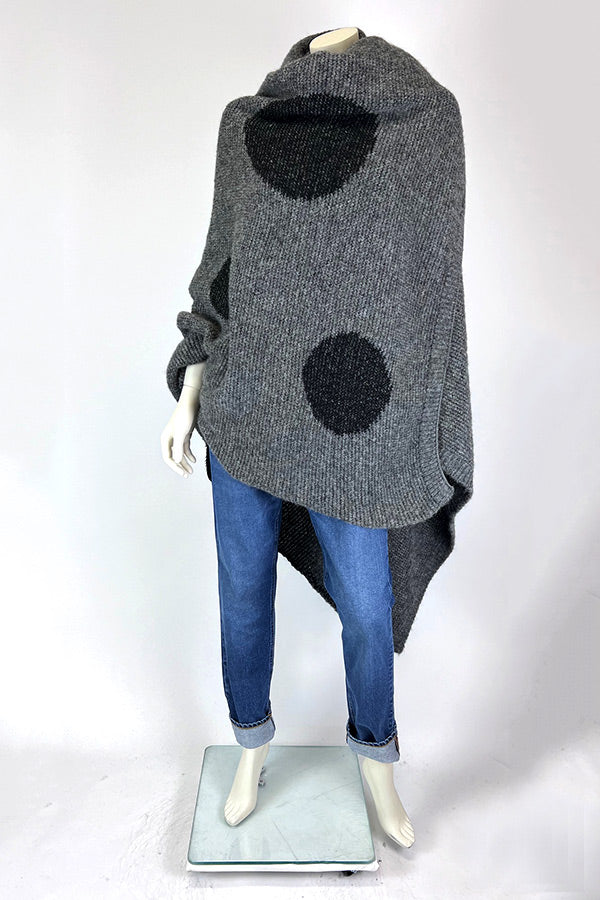 Amano Alpaca Charcoal & Black Spot Wrap / Throw | Aniseed Boutique