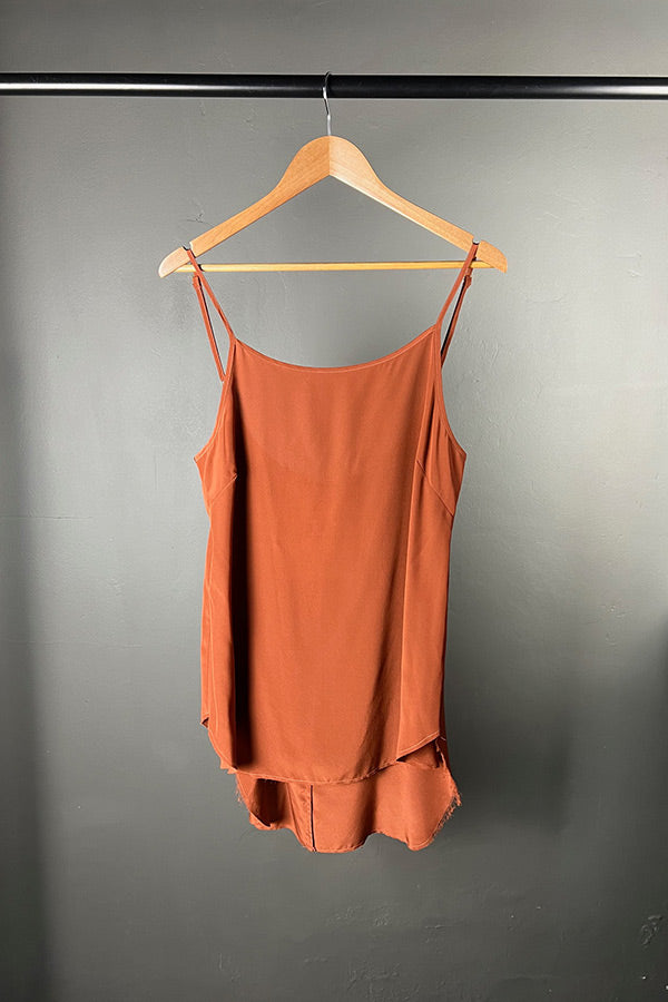 Amano Rust Silk Cami with adjustable straps | Aniseed Boutique