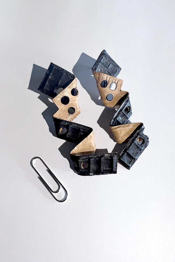 Marija Bajovska Eel Skin Asymmetrical Earrings | Aniseed Boutique